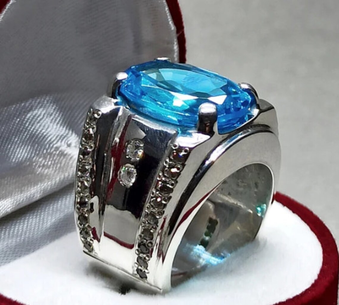 24 Carats Plus Natural Blue Big Topaz Ring_real Blue Topaz Ring - New ...