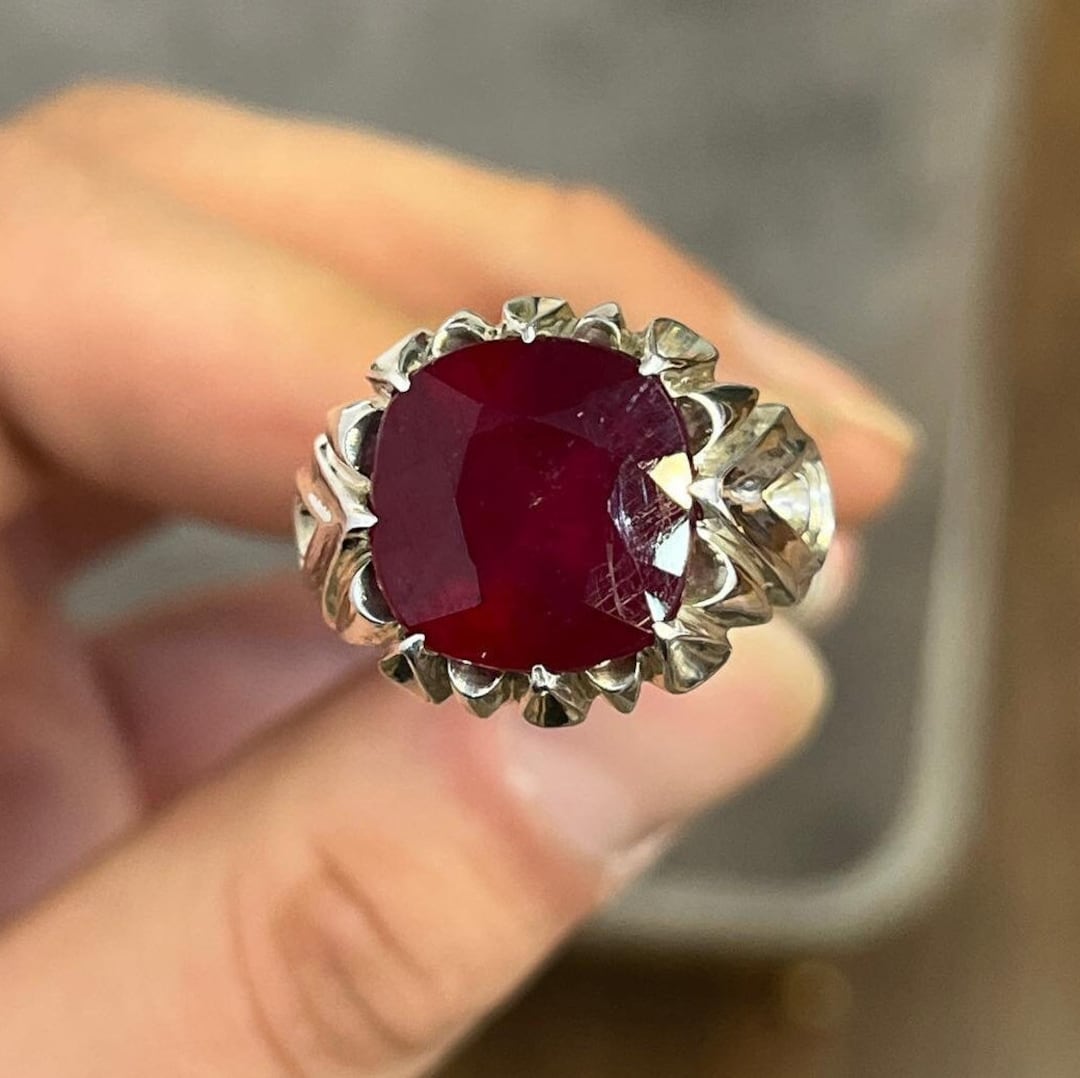 Beautiful Anari Color Yaqoot Stone Genuine Red Ruby Gem Vintage Ring ...