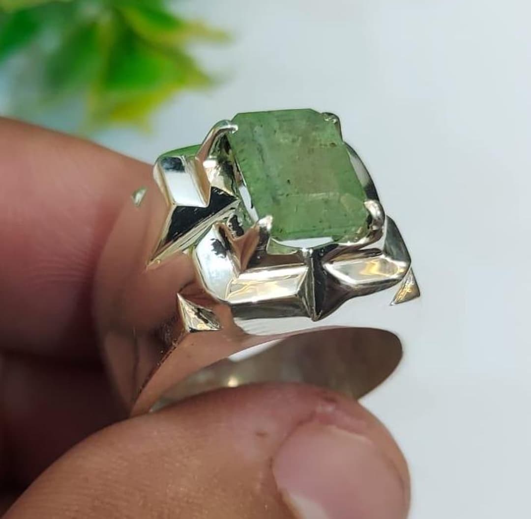 Natural Emerald Unique Design for Men Zamurd Stone Ring Rare Emerald ...