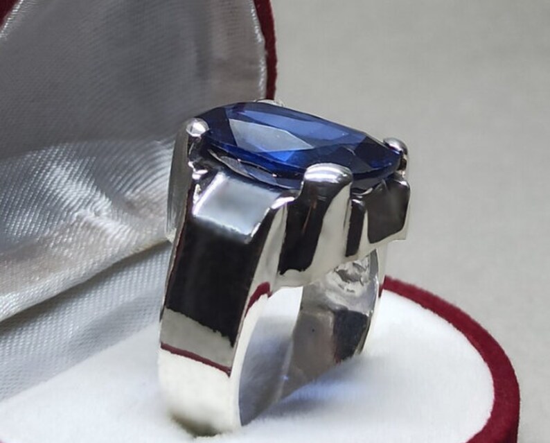 20 Carats Plus Natural Blue Topaz Ring Deep Blue Topaz Big Topaz Ring ...