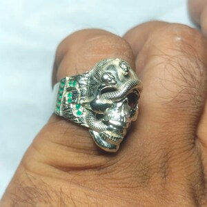 Antique Handmade Ring With Horror Skull Band Silver 925 Ring Snake ...