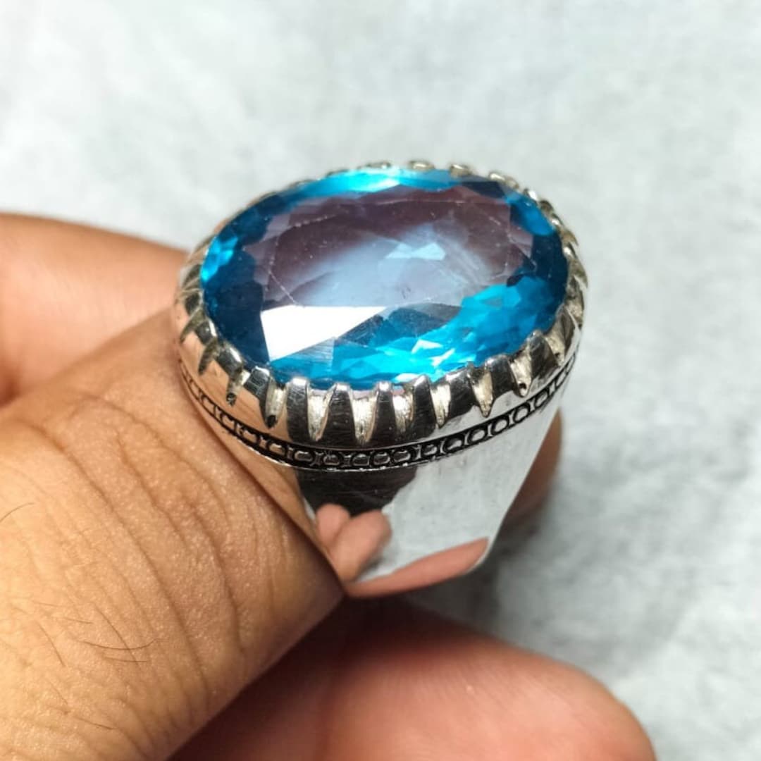 25 Carats Plus Natural Blue Big Topaz Ring_real Blue Topaz Ring ...