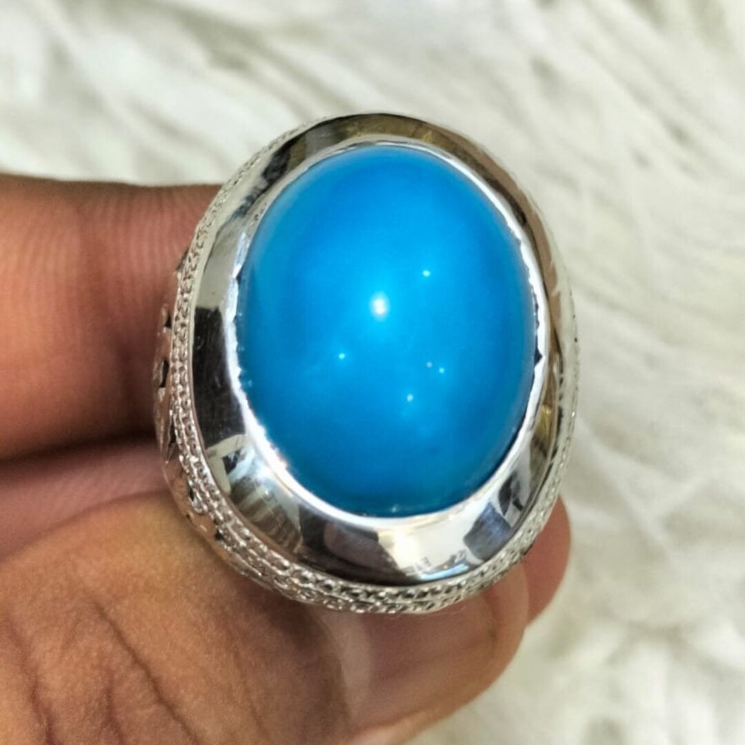 Beautiful Men Turquoise in Jaali Frame Ring Muslim Ring Handmade Ring ...