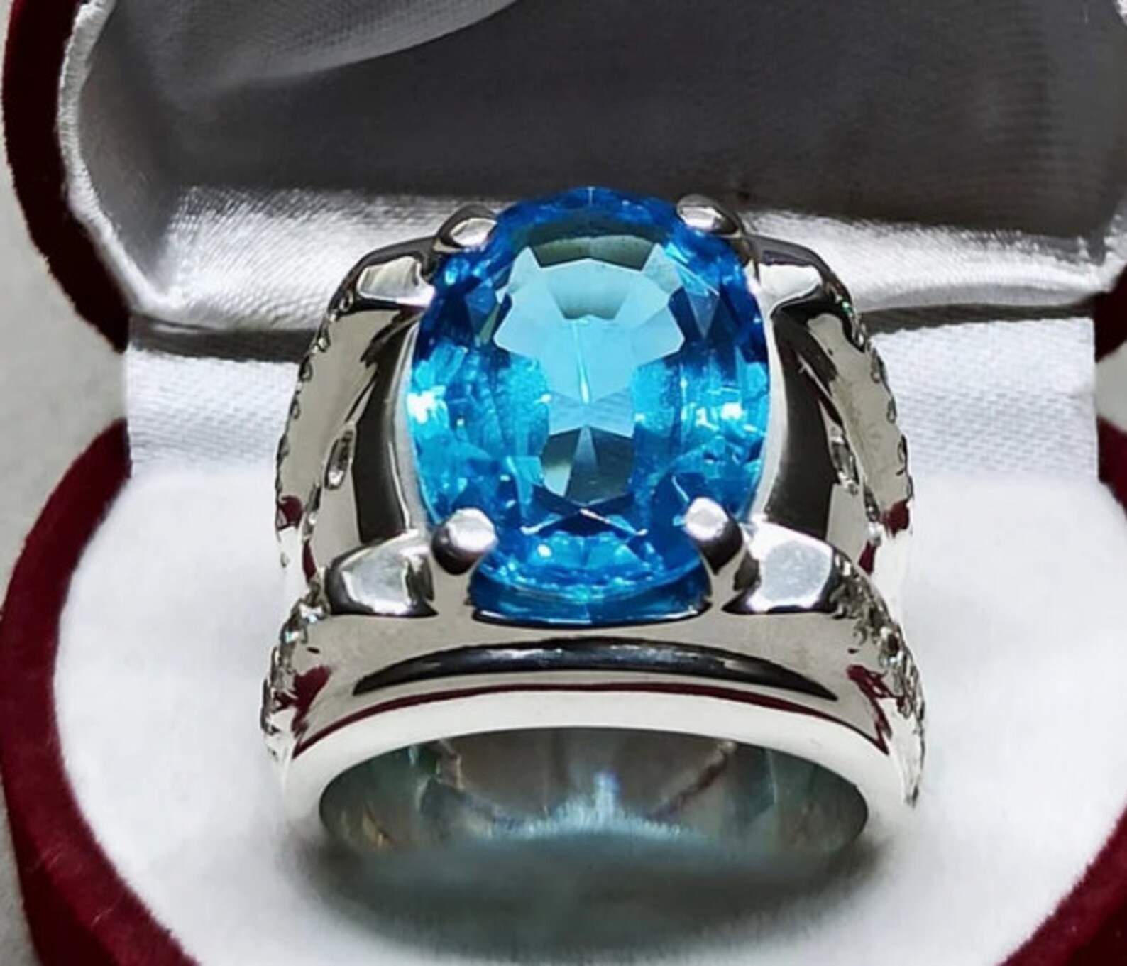 24 Carats Plus Natural Blue Big Topaz Ring_real Blue Topaz Ring - New ...
