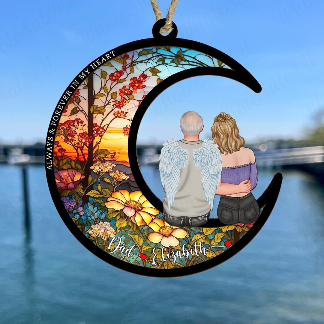 Personalized Father Daughter Suncatcher, Memorial Suncatcher, Family ...