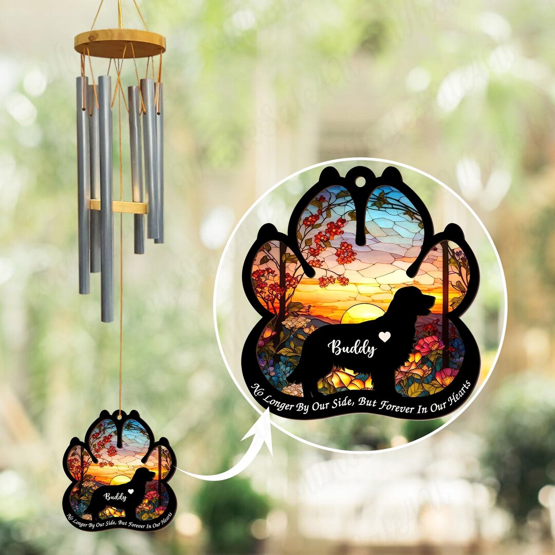 Personalized Dog Memorial Wind Chime, Custom Golden Retriever Dog ...