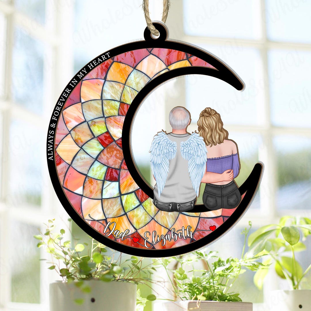 Personalized Father Daughter Suncatcher, Memorial Christmas Gift ...