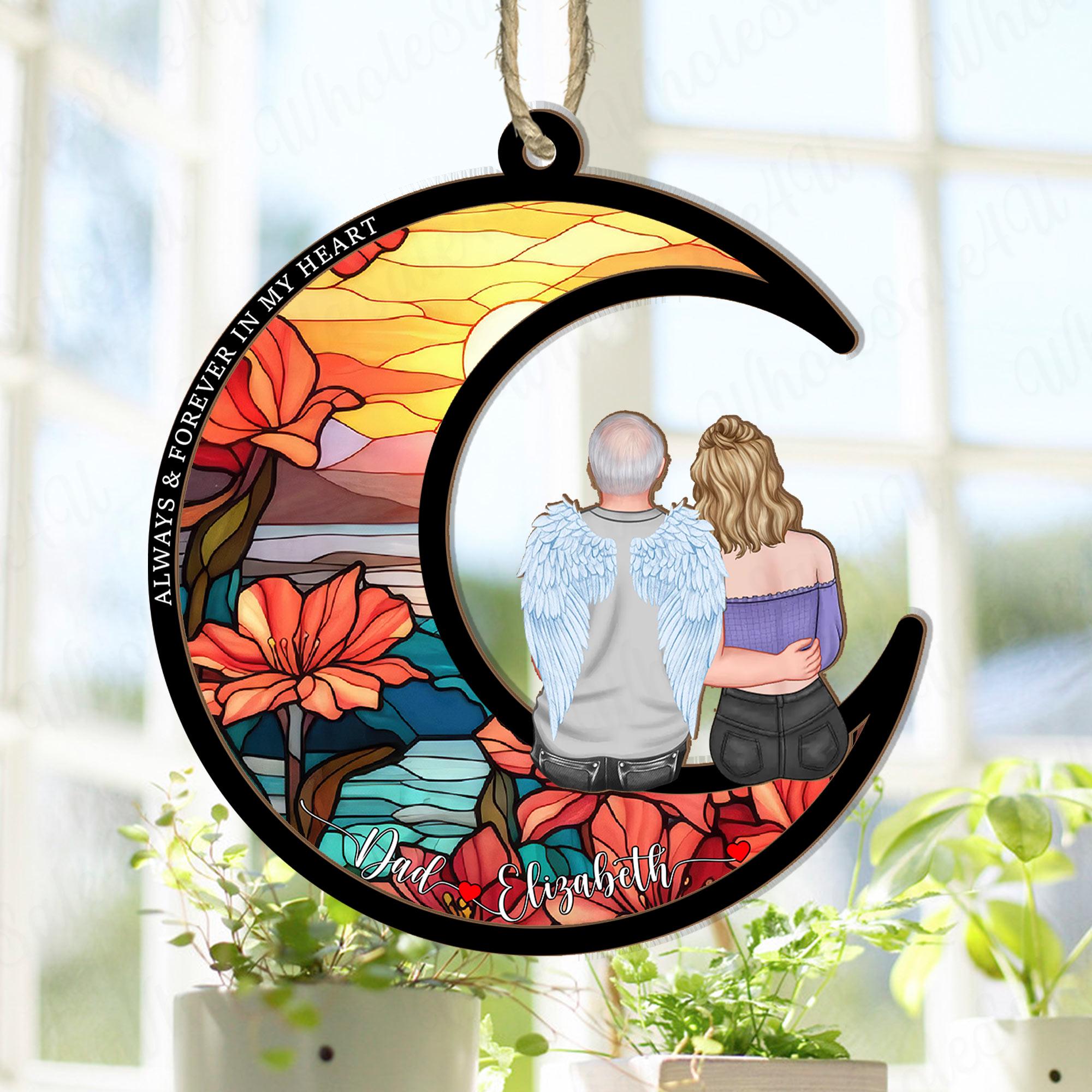 Personalized Father Daughter Suncatcher, Family Suncatcher, Memorial ...