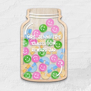 Custom Reward Jar With Tokens, Colorful Classroom Decor, Back to School ...