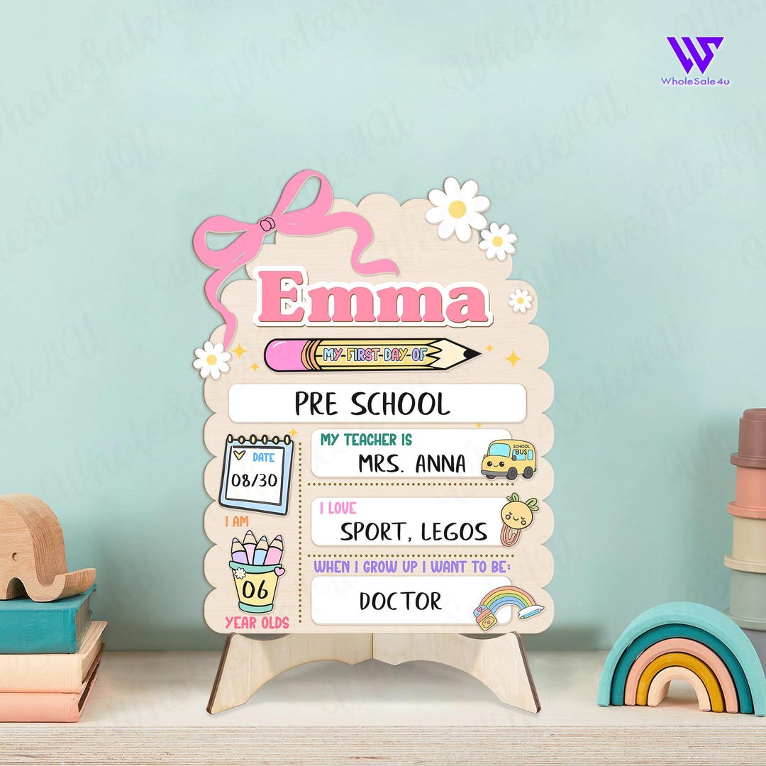 Personalized First Day School Sign, Back to School Sign, Custom First ...