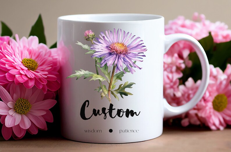 Personalized September Birth Flower Mug September Birth Flower Custom