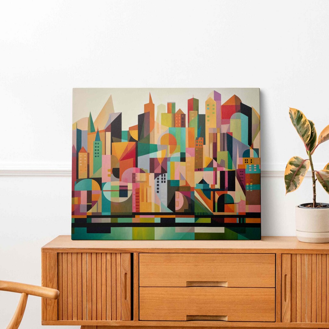 Pablo Picasso Style Canvas, the Miami Skyline, Miami Wall Art, Cubism ...
