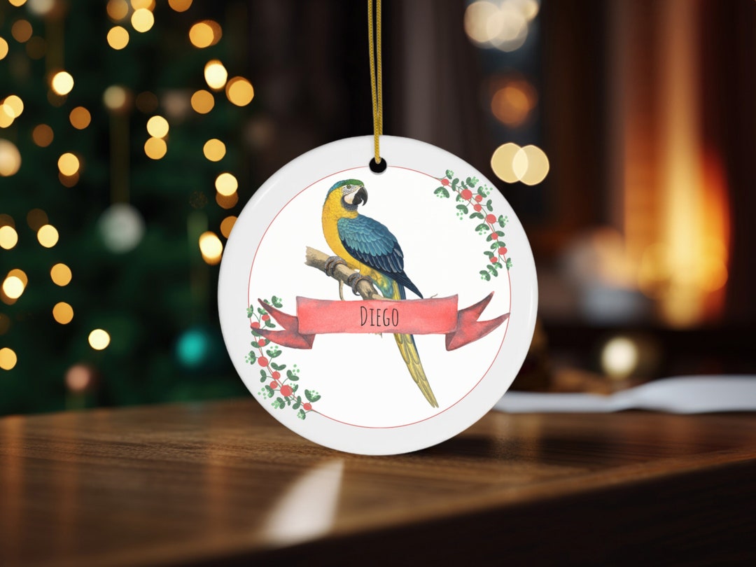 Personalized Blue and Gold Macaw Ornament Christmas Tree - Etsy