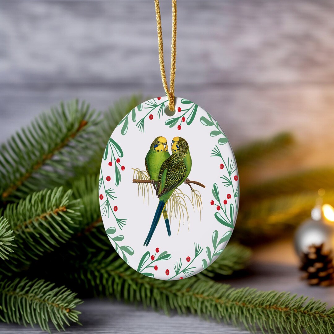 Parakeet Budgie Oval Ornament, Christmas Tree Ornament, Parrot Keepsake ...
