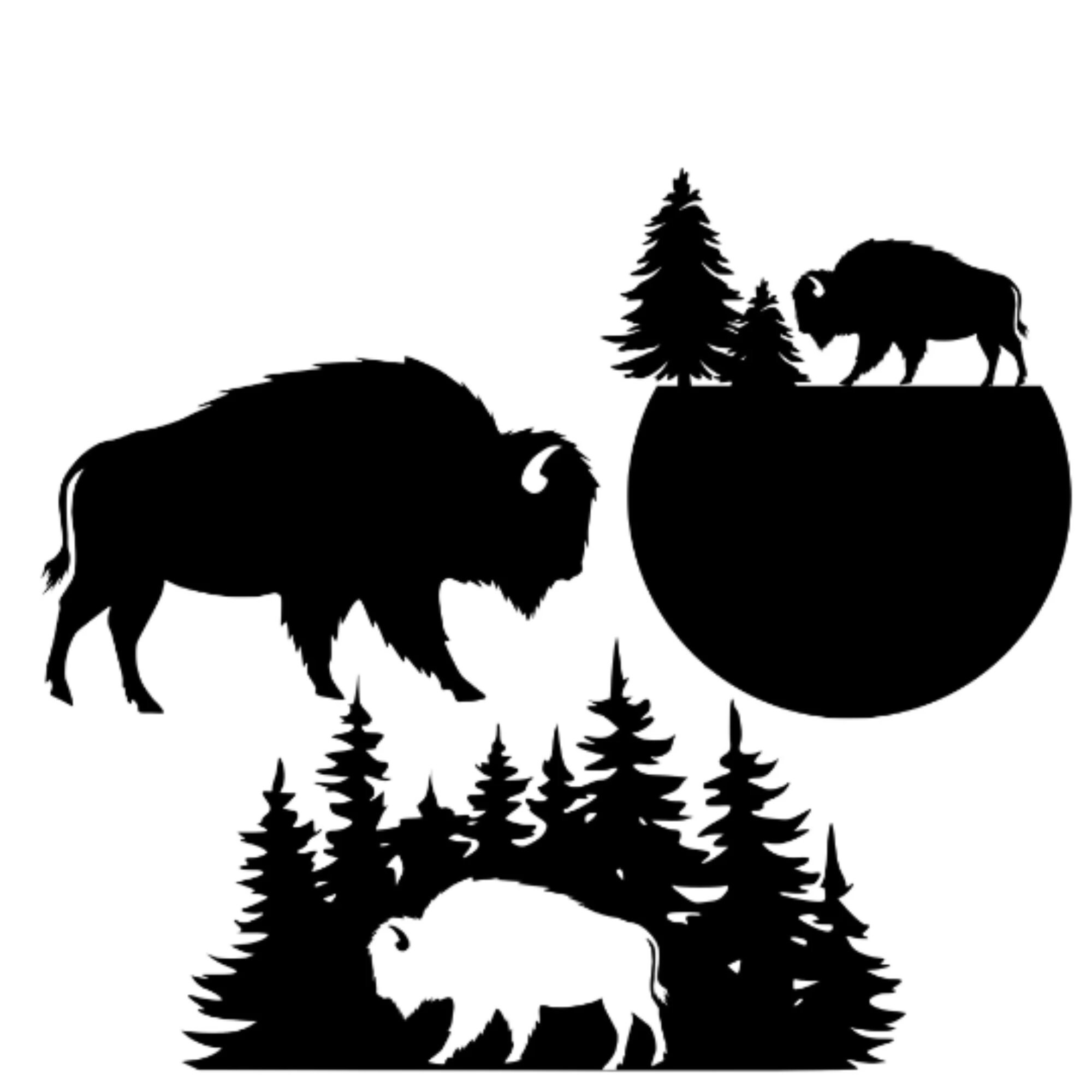 Bison Svg Bundle, Buffalo Svg, Bison Silhouette, Forest Svg, Wild ...
