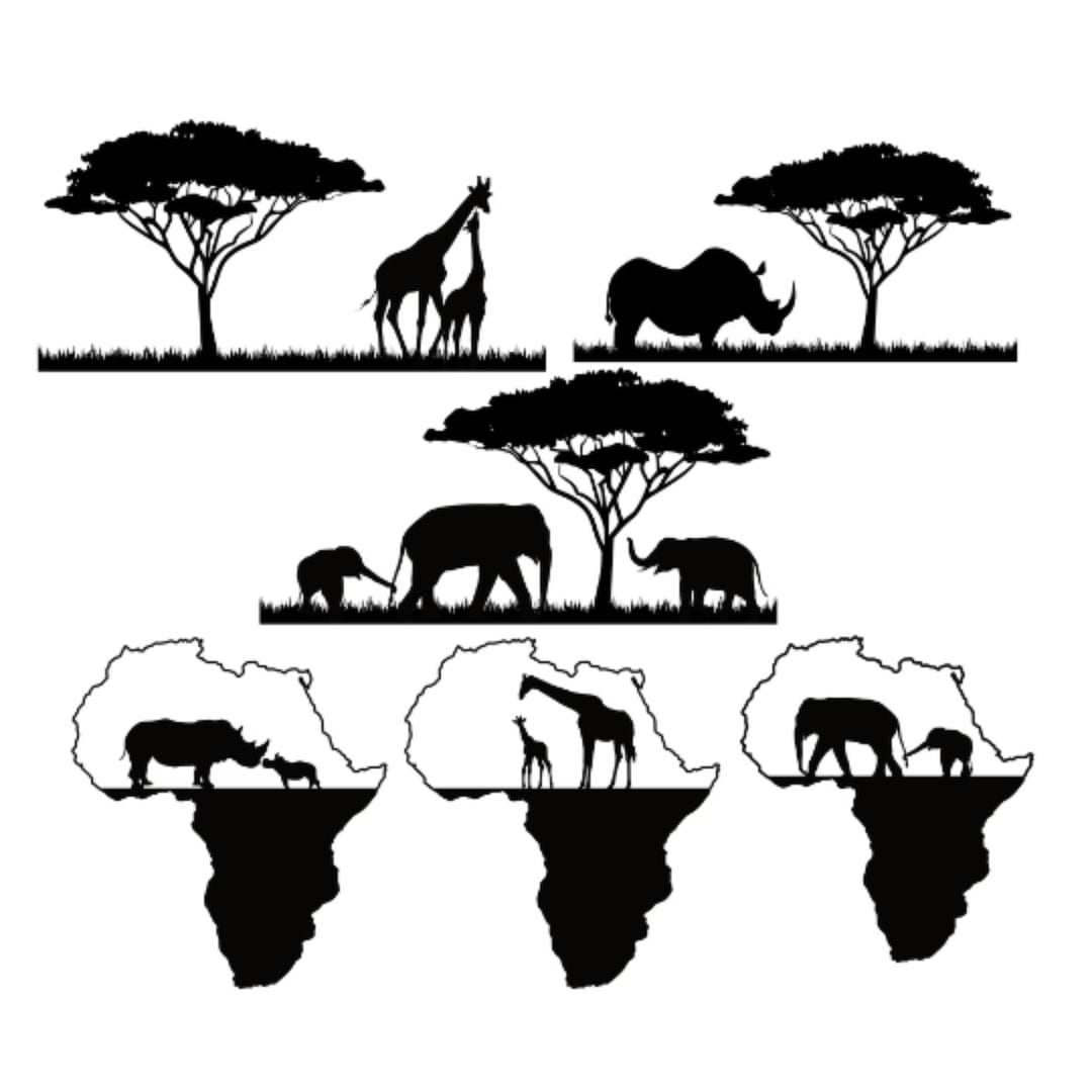 Africa Svg, Africa Animal Safari, Africa Map, Africa Animal Svg, Africa ...