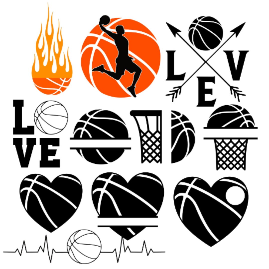 Basketball Svg, Basketball Svg Bundle, Sports Clipart, Basketball Heart ...