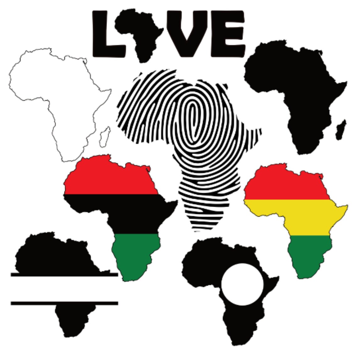 Africa Svg, Africa Map Frame Svg, Africa Fingerprint Svg, Africa Love ...