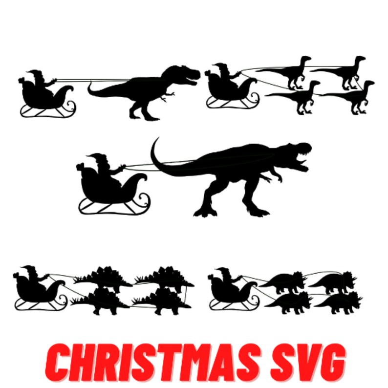 Christmas Dinosaur Sleigh Ride SVG, Dinosaur Bundle Svg, Christmas Svg ...