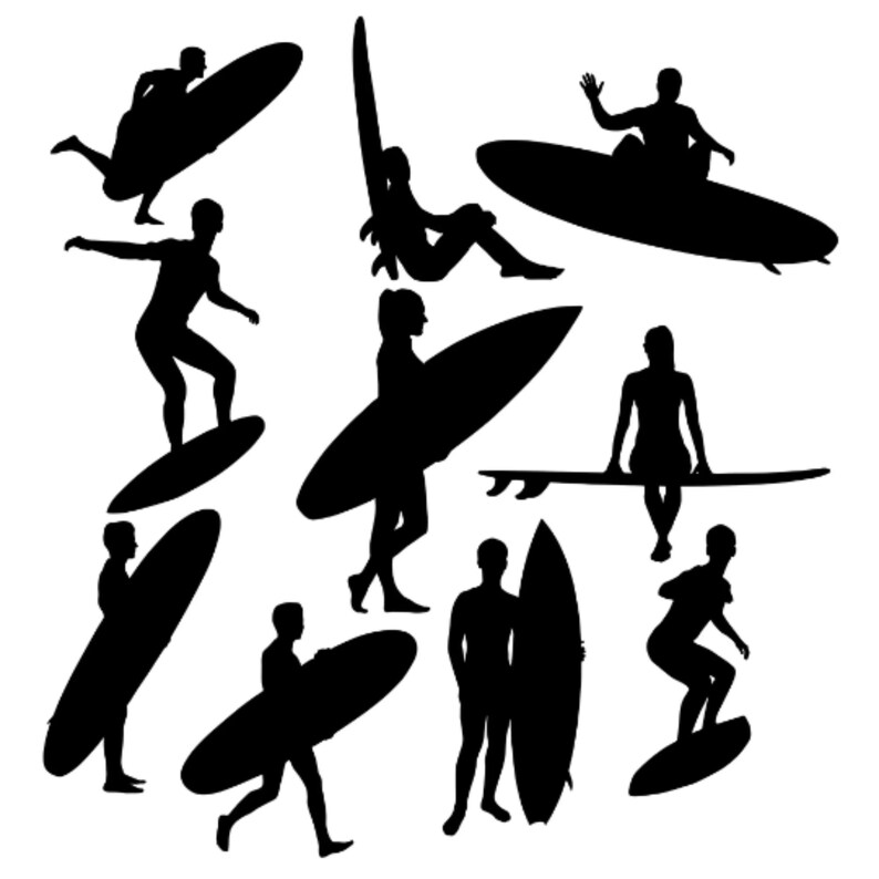 Surfer Silhouette, Surfer Bundle Svg, Surfer Girl Svg, Surfing Svg ...
