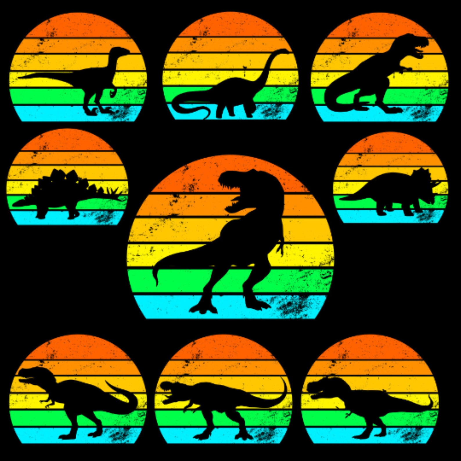 Kindergarten Dinosaur Bundle, Dinosaur Png, Retro Sun, Vintage, Retro ...
