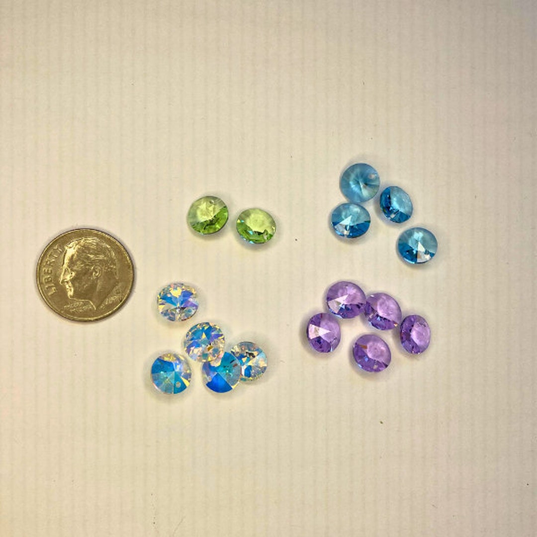 Swarovski 8mm Crystal Rivoli Pendant Crystal AB Violet Aquamarine ...