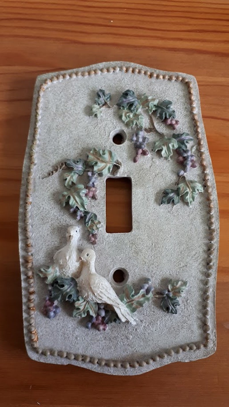 Vintage Light Switch Cover With Doves and Grapevines - Etsy