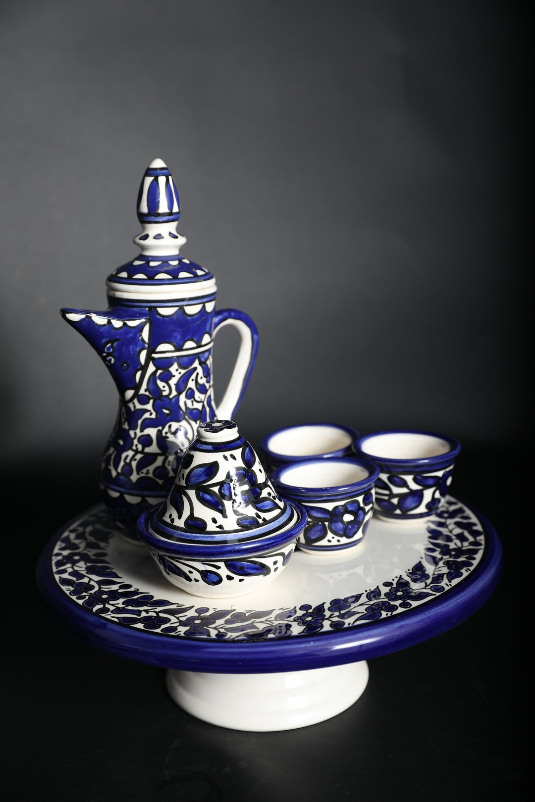 Luxurious Traditional Palestinian Arabic Coffee Set, Colored by Blue ...