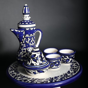 Luxurious Traditional Palestinian Arabic Coffee Set, Colored by Blue ...