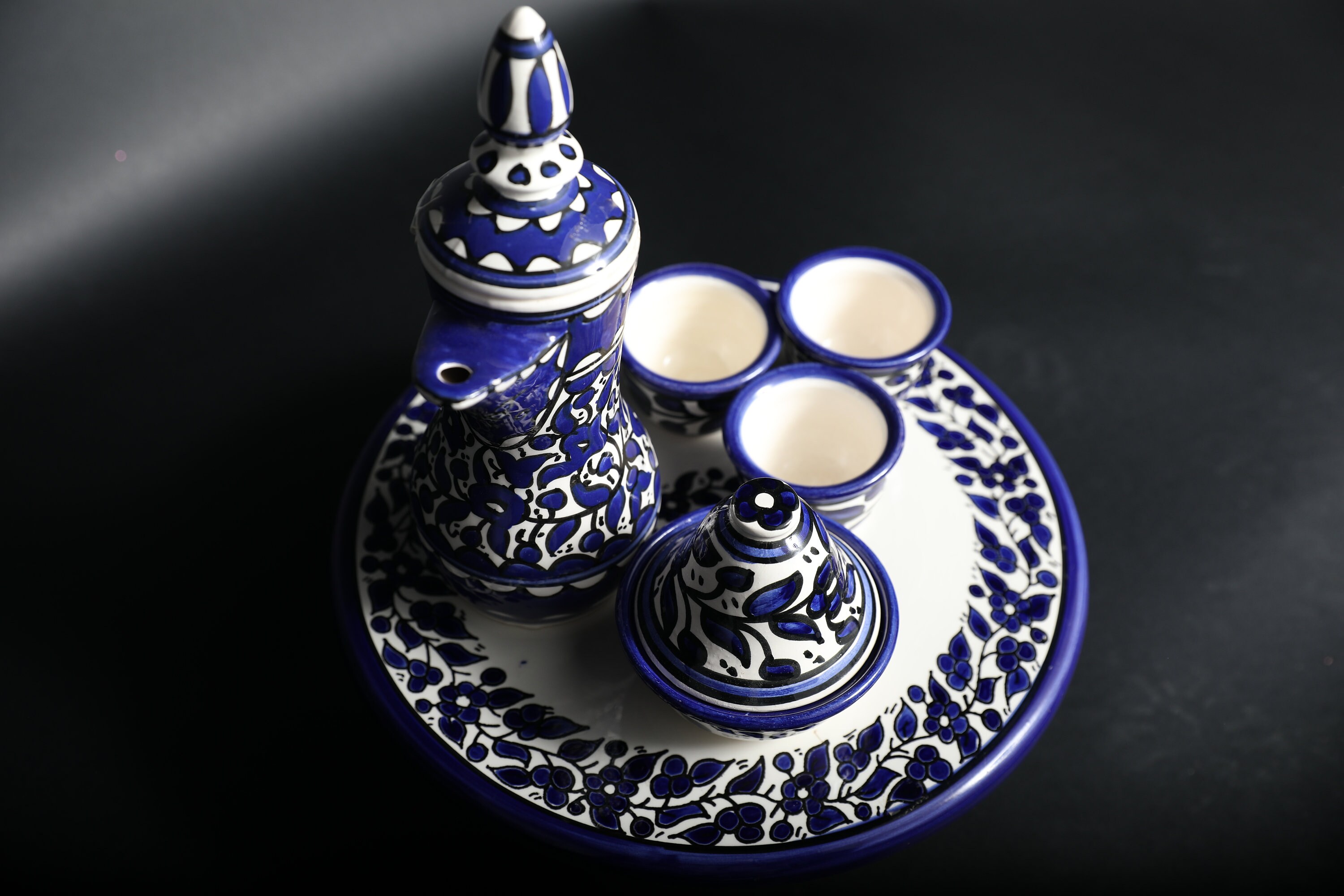 Luxurious Traditional Palestinian Arabic Coffee Set, Colored by Blue ...