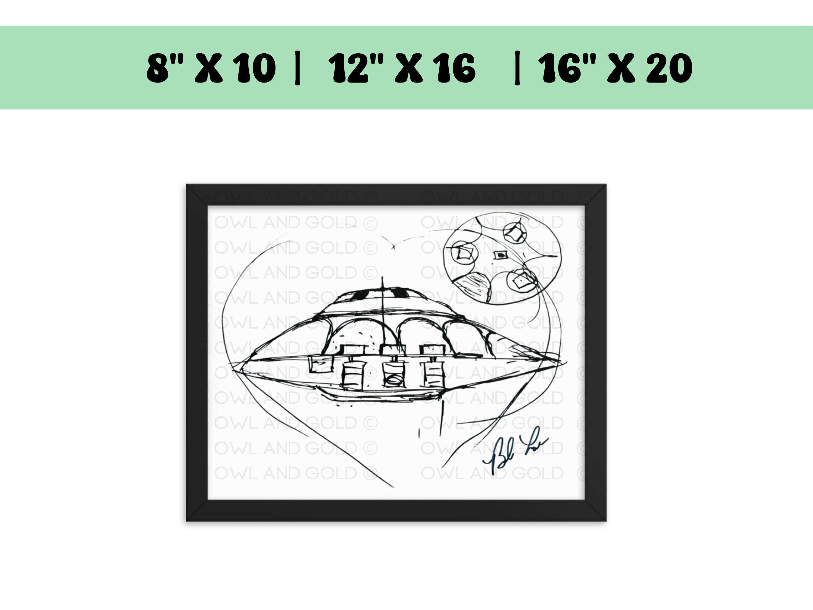 FRAMED Bob Lazar Sport Model UFO Print, Autographed Bob Lazar UFO ...