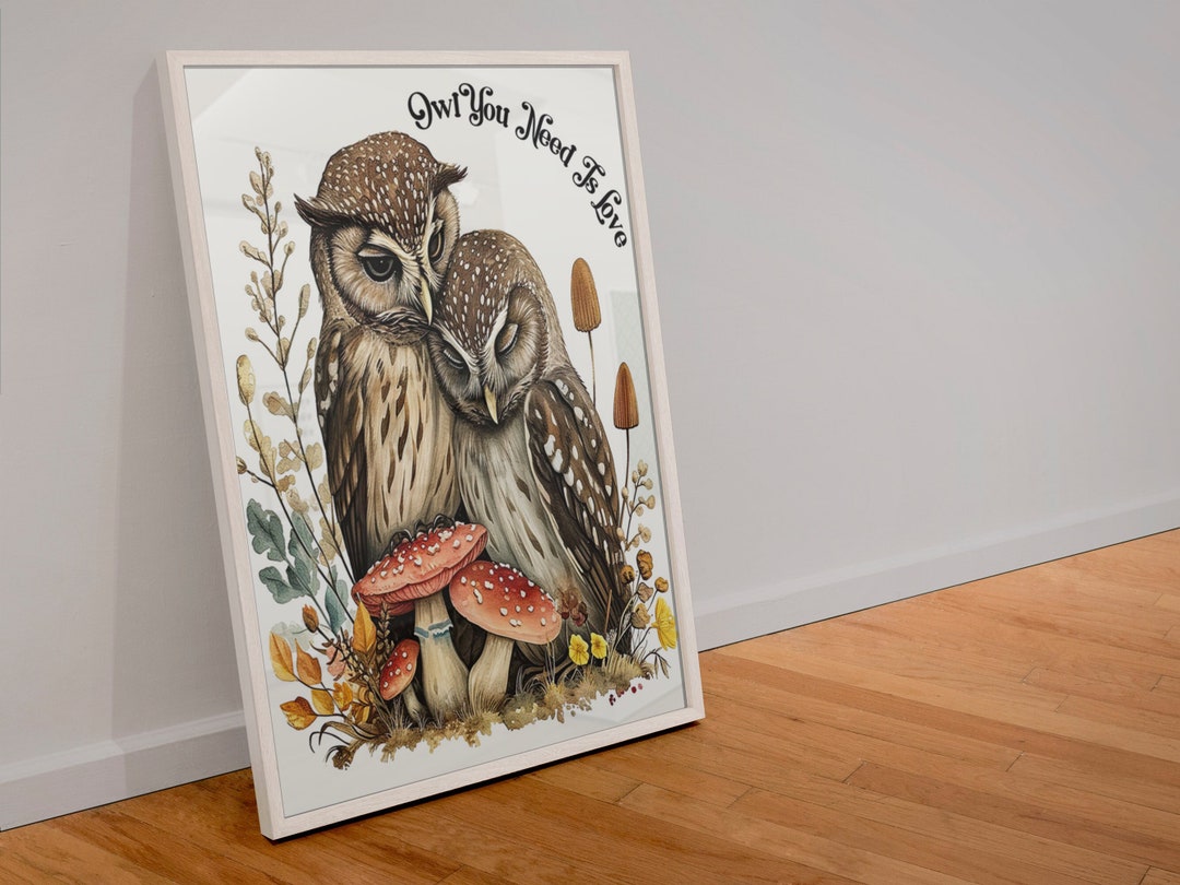 Owl Art Print, Cute Quote Poster, Owl Illustration Wall Art, Vintage ...