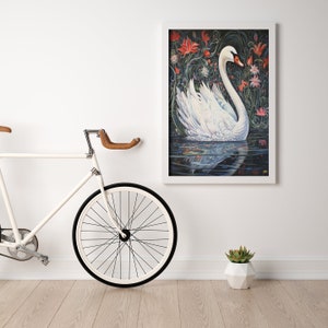 FRAMED Swan Nature Earth Poster, Duck Gift Idea for Her, Art Decor for ...