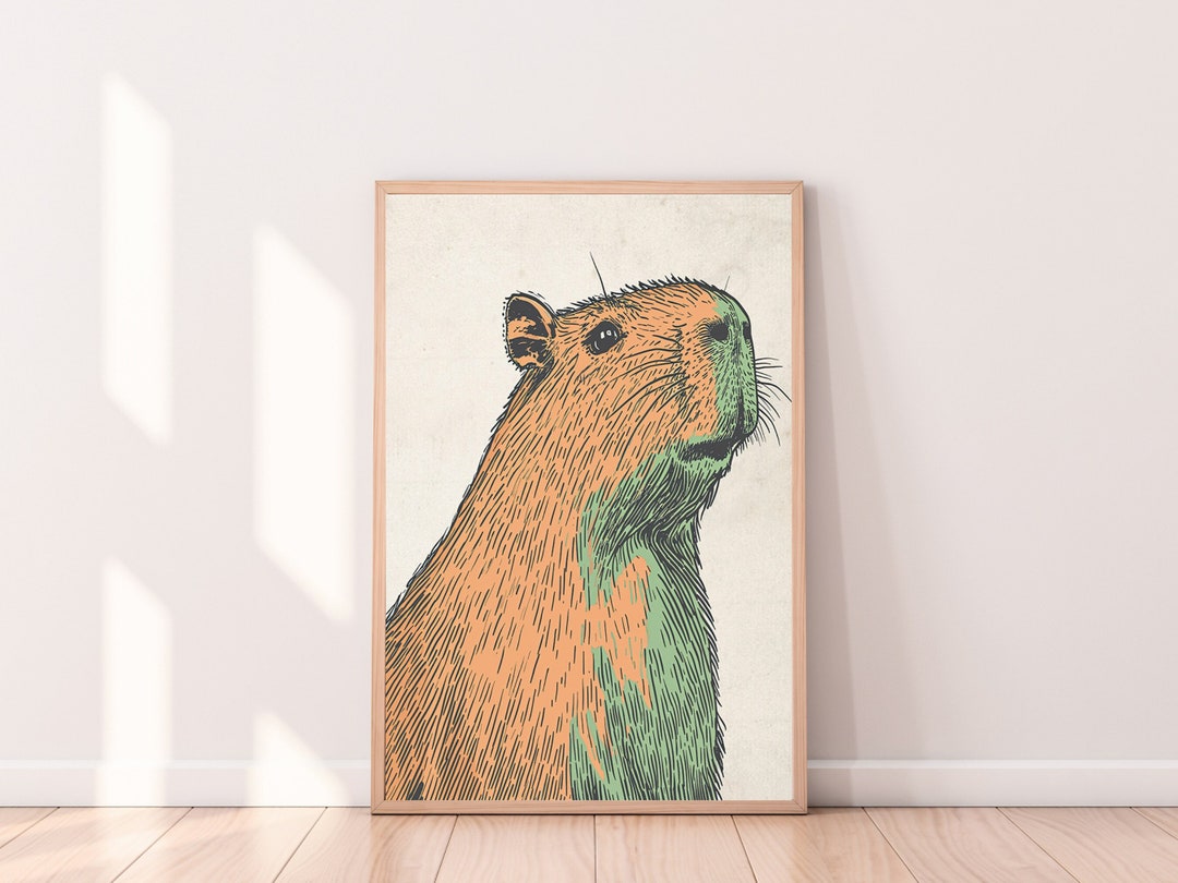 Vintage Peaceful Capybara Poster, Retro Capybara Wall Art, Funny Poster ...