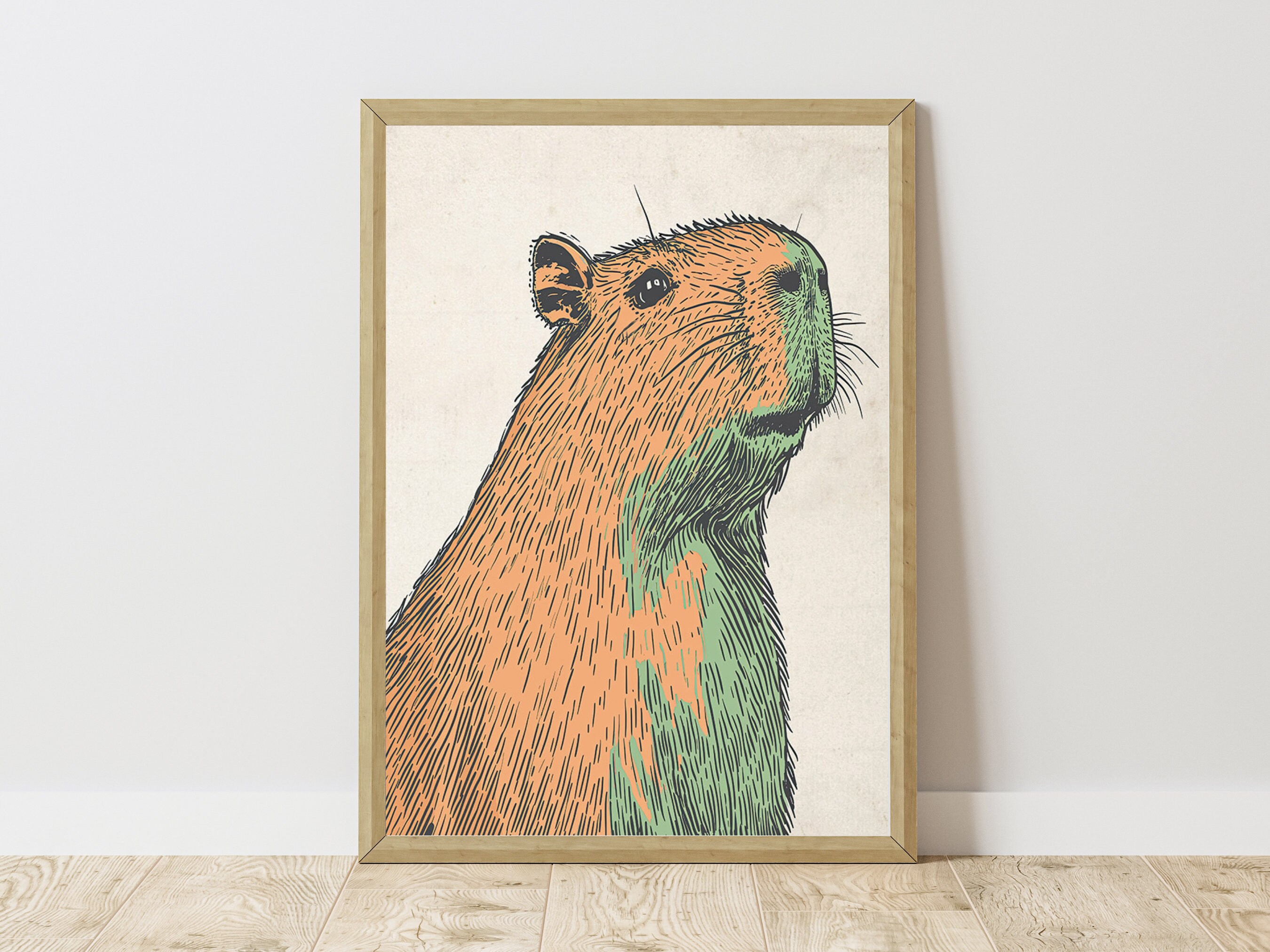 Vintage Peaceful Capybara Poster, Retro Capybara Wall Art, Funny Poster ...