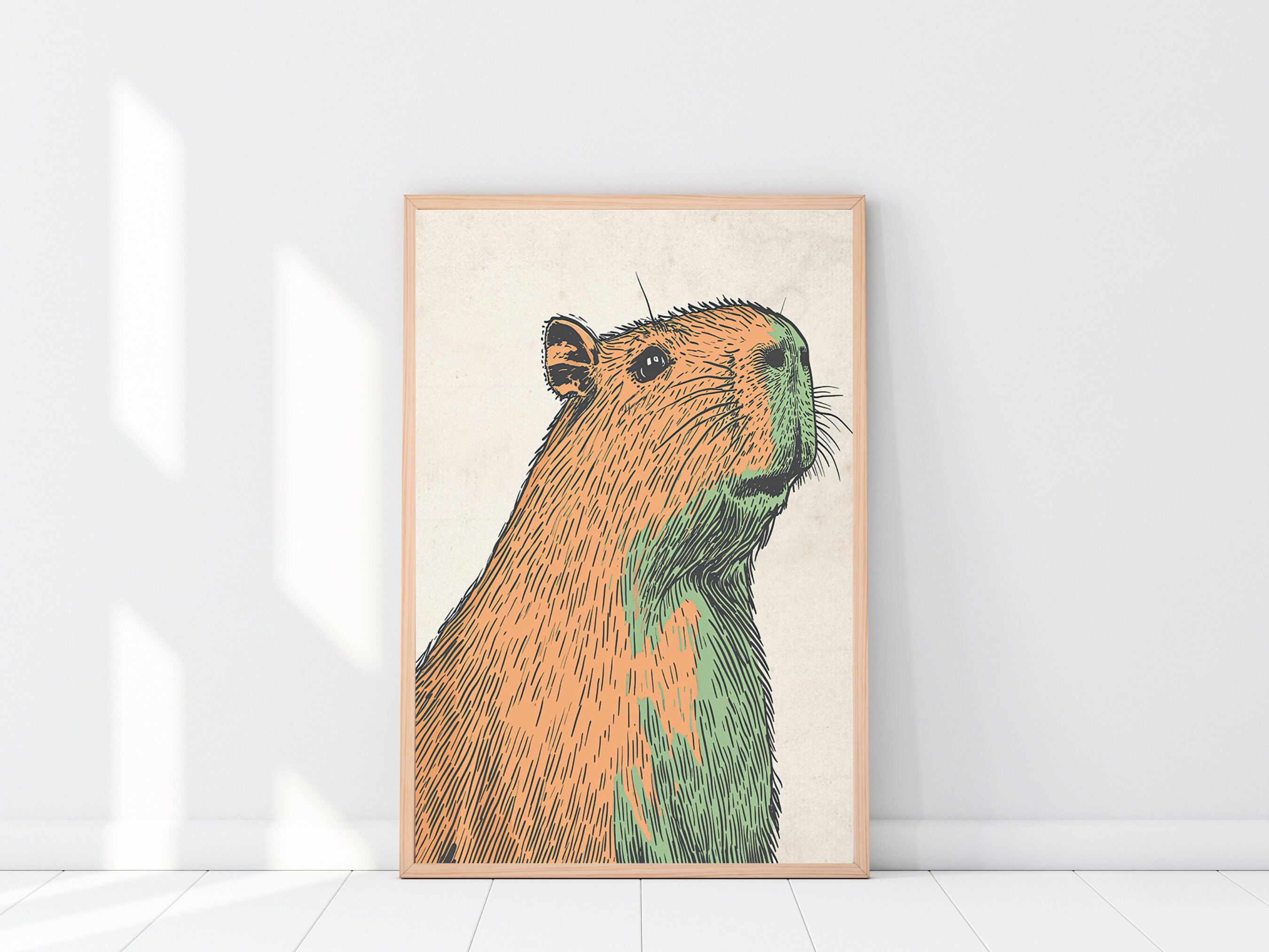Vintage Peaceful Capybara Poster, Retro Capybara Wall Art, Funny Poster ...