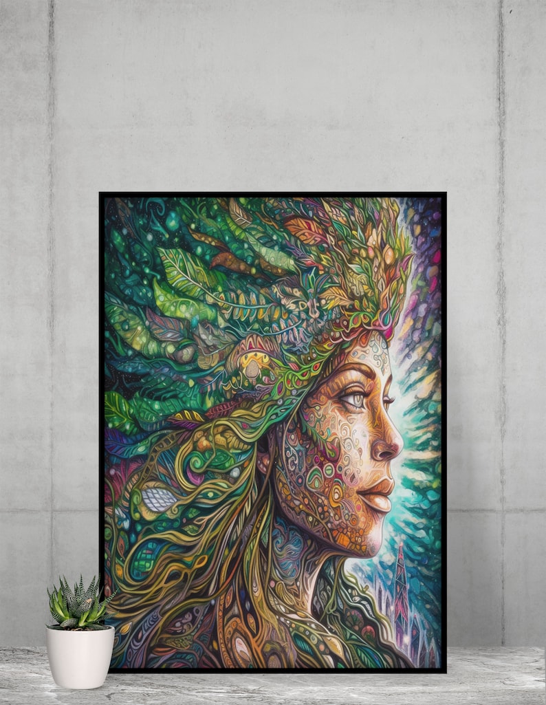 Gaia Earth Poster, Mother Nature Wall Art, Earth Goddess Art, Earth ...
