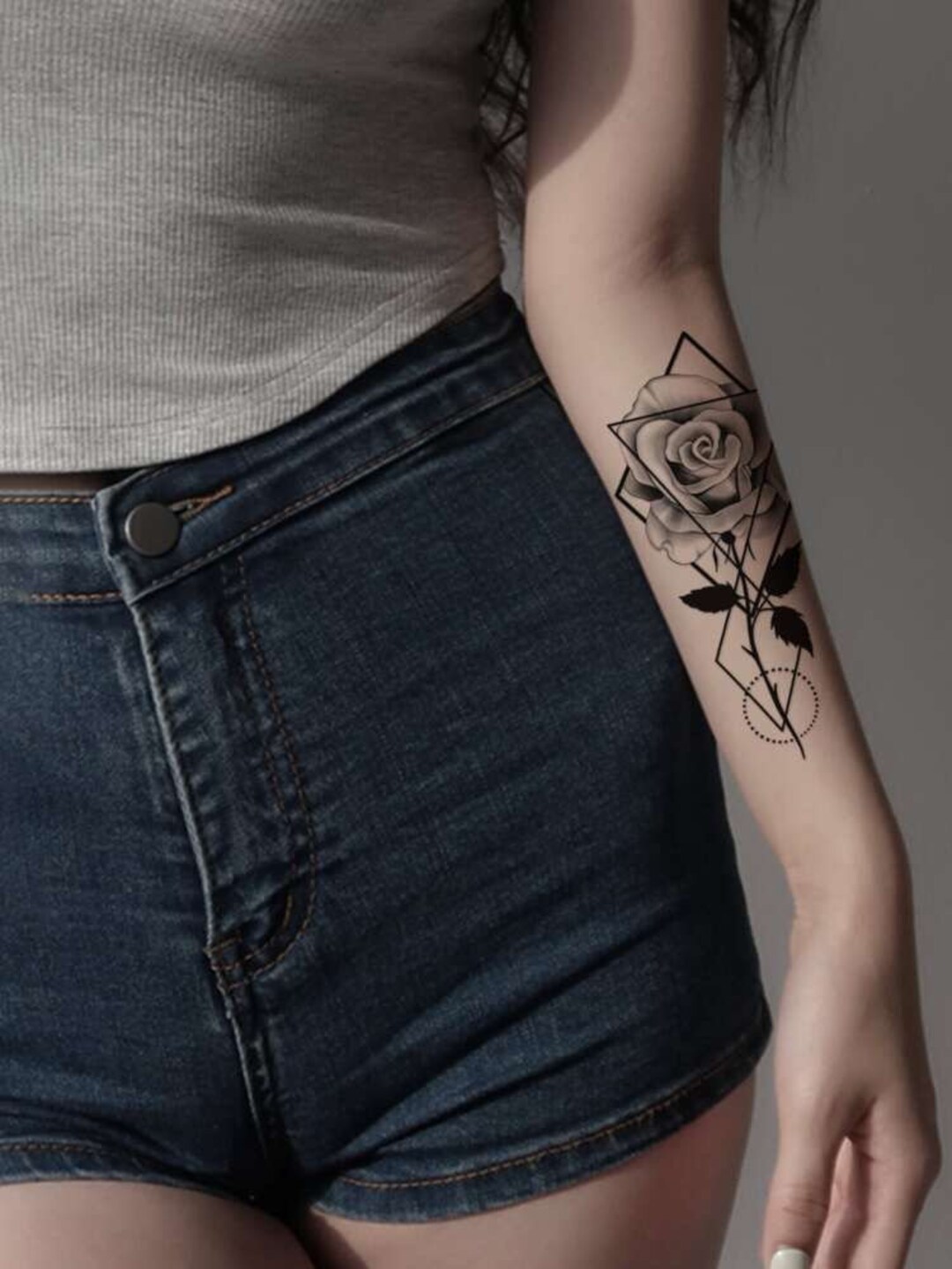 Temporary Tattoo Black Rose Fake Body Art Sticker Waterproof / - Etsy