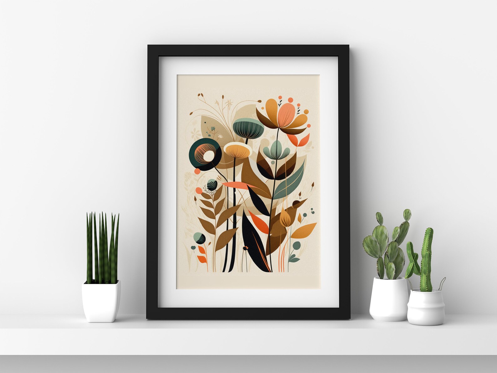 Boho Botanical Wall Art, Colorful Wall Art, Mid Century Modern Poster ...