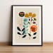 Boho Botanical Wall Art, Colorful Wall Art, Mid Century Modern Poster ...
