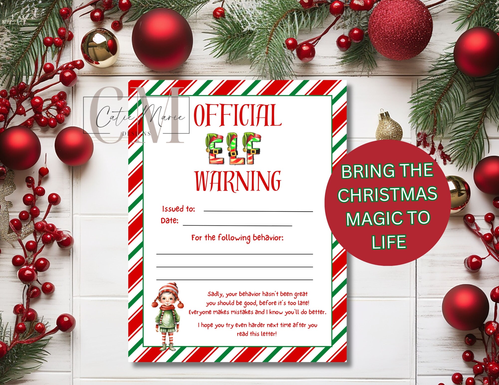 Editable Elf Warning Note Elf Warning Letter Official Elf Warning Elf ...