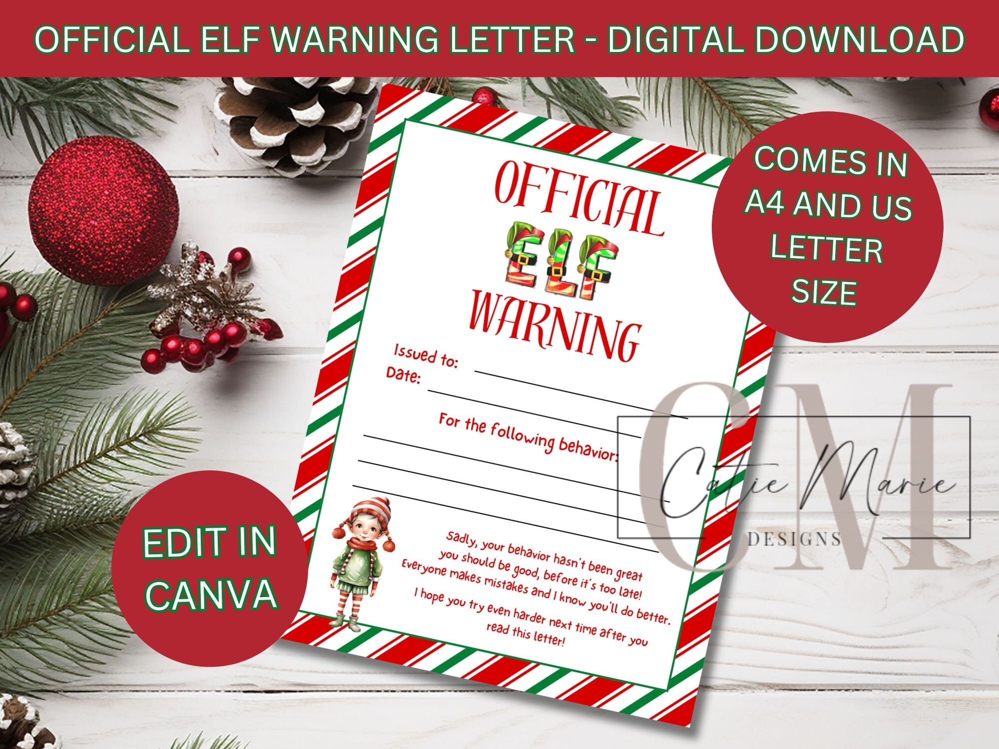 Editable Elf Warning Note Elf Warning Letter Official Elf Warning Elf ...