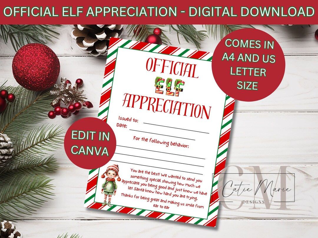 EDITABLE Elf Appreciation Letter, Elf Good Behavior Letter, Elf Report ...