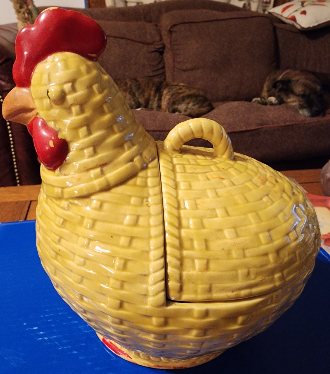Vintage Basket Weave Ceramic Chicken - Etsy