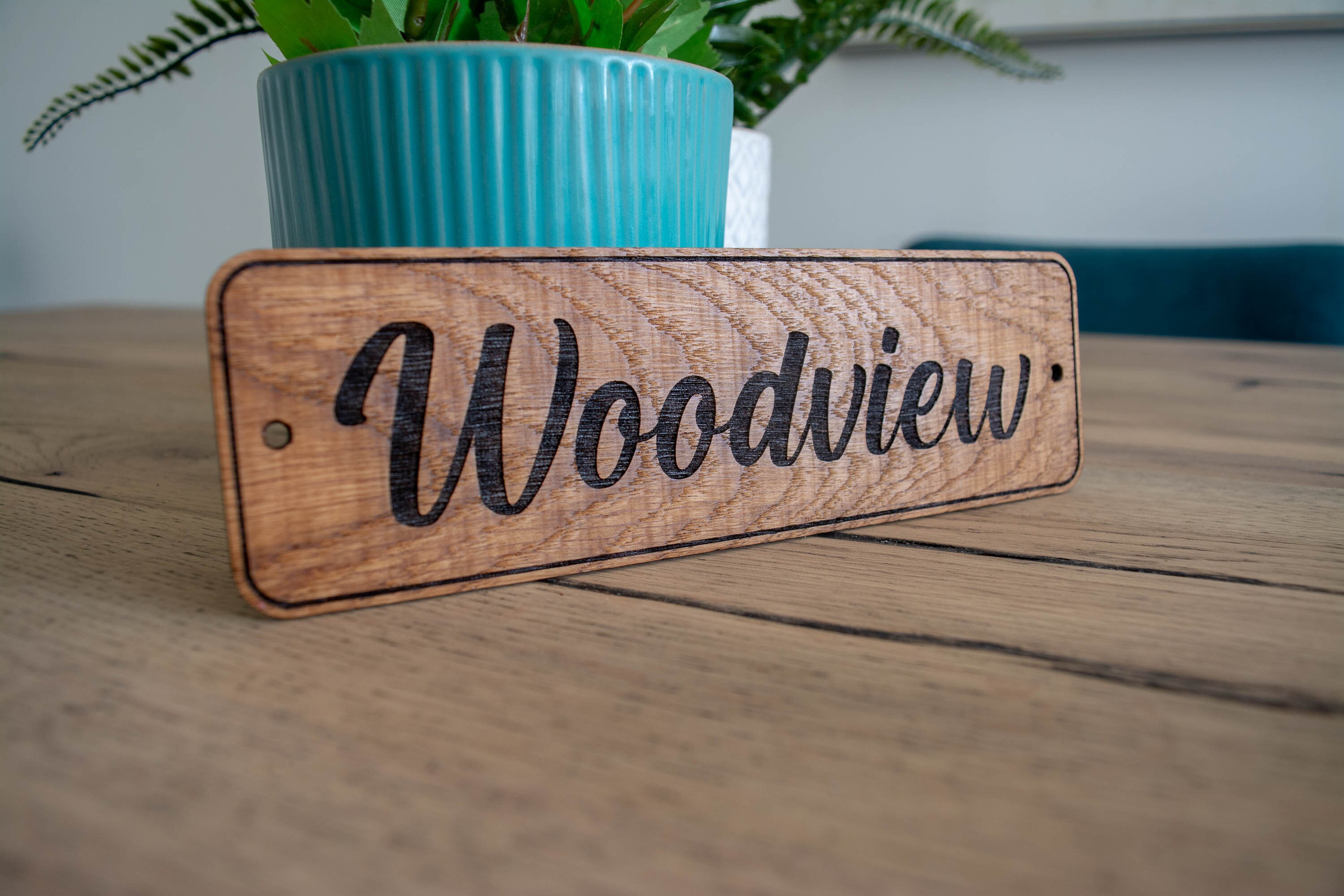 Cursive House Name Sign Oak Wooden Plaque for Home or Business - Etsy