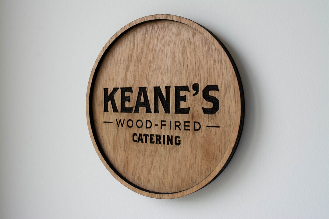 Small Logo Sign Round Wood Shop Sign Personalized for Business ...