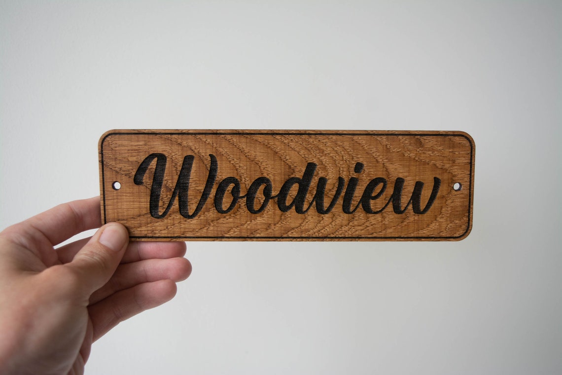 Cursive House Name Sign Oak Wooden Plaque for Home or Business - Etsy