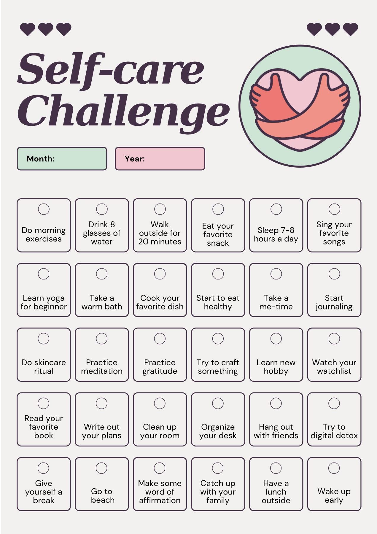 Self Care Challenge - Etsy