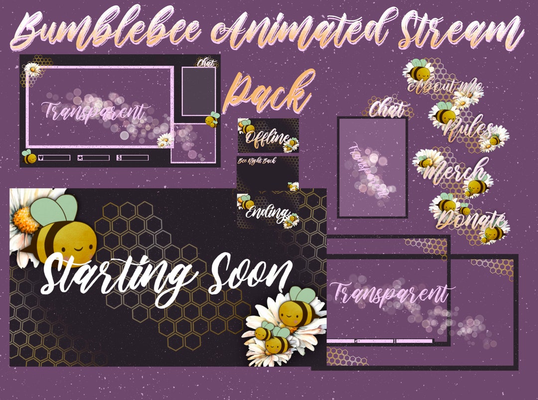 Bumblebee Animated Stream Package/bee/ Flower / Pretty/ Daisy/ Cute ...