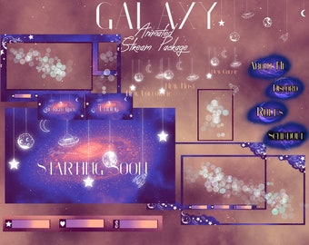 ANIMATED Twitch Stream Package / Purple Galaxy / Sky / Magic / Moon ...